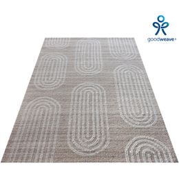 Wollteppich my home "Boras, handgewebt, Wolle, Hoch-Tief-Struktur" Gr. 7, grau (taupe), B:240cm H:11mm L:320cm, Wolle, Teppiche, einfarbig, Wolle, Teppich, Wohnzimmer, Schlafzimmer, Esszimmer