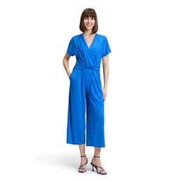 Overall Betty Barclay "Damen Jumpsuit mit Eingrifftaschen", Damen, Gr. 42, blau (mittelblau), Jersey, Obermaterial: 95% Polyester, 5% Elasthan., figurumspielend, V-Ausschnitt, Overalls, Form