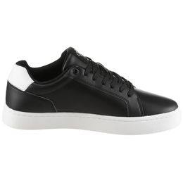 Sneaker Calvin Klein Jeans "CLASSIC CUPSOLE MONO LTH", Herren, Gr. 45, schwarz-weiß (schwarz, weiß), Leder, Lederimitat, unifarben mit Farbeinsatz, Schuhe, Freizeitsneaker, Halbschuh, Schnürschuh in klassischer Optik