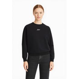 Sweatshirt BOSS Orange "Esweaty Premium Damenmode", Damen, Gr. M38, schwarz (schwarz 001), Sweatware, Obermaterial: 100% Baumwolle, unifarben, Rundhals, Rippbündchen, Sweatshirts, im Oversized Look