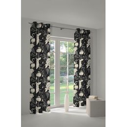 Vorhang Adam "Eden" Gr. 1, schwarz-weiß (weiß, schwarz), B:145cm H:145cm, Jacquard, Baumwolle (Bio-Baumwolle), Gardinen, aus 100% Bio-Baumwolle