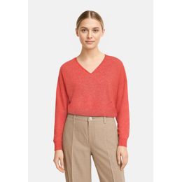 Strickpullover BOSS Orange "Foletta Premium Damenmode", Damen, Gr. S, light, pastel rot 638, Strick, Obermaterial: 58% Polyamid, 21% Alpaka, 21% Wolle, meliert, relaxed fit normal, V-Ausschnitt, Rippstrickbündchen, Pullover, V-Ausschnitt, Ajouré-Details