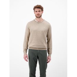 Strickpullover Lerros "Lerros Herren Basic Strickpullover", Herren, Gr. L, tender beige melange, 100% Baumwolle, Rundhals, Pullover