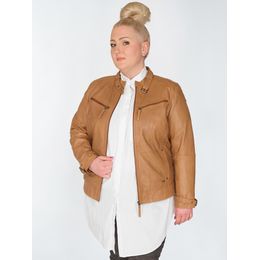 Lederjacke Maze "42021312", Damen, Gr. 46, braun (cognac), Obermaterial: 100% Lammleder; Futter: 100% Baumwolle; Ärmelfutter: 100% Polyester, Jacken