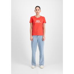 T-Shirt Alpha Industries "New Basic T-Shirt BL W", Damen, Gr. L, rot (radiant rot), Obermaterial: 100% Baumwolle, Shirts
