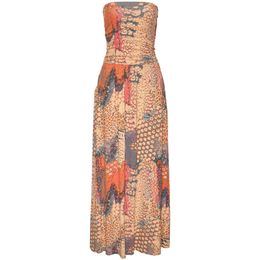Maxikleid Buffalo, Damen, Gr. 34, N-Gr, orange (orange bedruckt), Single Jersey, Obermaterial: 95% Viskose, 5% Elasthan, animal-print, bedruckt, figurbetont bodenlang, ohne Ausschnitt, Kleider, mit Eingrifftaschen