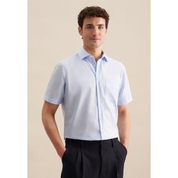 Businesshemd Seidensticker "Regular", Herren, Gr. M39, normale &Auml;rmell&auml;ngen, blau (hellblau), 100% Baumwolle, unifarben, regular fit, gerader Abschluss, Hemden, Regular 1/2 Kentkragen Uni