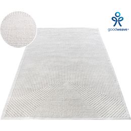 Wollteppich my home "Sola, handgewebt, Wolle, Hoch-Tief-Struktur" Gr. 7, beige (creme), B:240cm H:12mm L:320cm, Kunstfaser, Wolle, Teppiche, einfarbig, Wolle, Teppich, Wohnzimmer, Schlafzimmer, Esszimmer