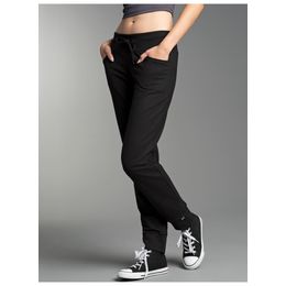 Sweathose TRIGEMA "TRIGEMA Jogginghose in leichter Sweat-Qualität", Damen, Gr. L, US-Größen, schwarz, 50% Baumwolle, 50% Polyester, Hosen