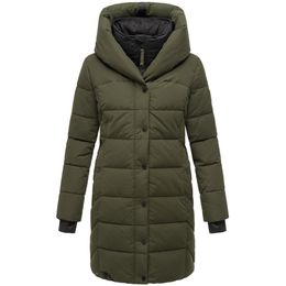 Steppmantel Navahoo "Knutschilein", Damen, Gr. L (40), grün (olivgrün), Obermaterial: 100% Polyester, Innenfutter: 100% Polyester, Wattierung: 100% Polyester, Ärmelfutter: 100% Polyester, tailliert ca. Mitte Oberschenkel, Ärmel ohne Ärmelschlitz Rippstrickbündchen mit Daumenlöchern, Mäntel, Stylischer Damenmantel mit abnehmbarem Fleece-Kragen