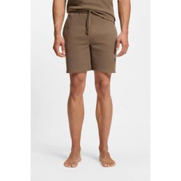 Pyjamashorts BOSS "Waffle Shorts", Herren, Gr. L, N-Gr, braun (medium braun 210), Jersey, Obermaterial: 60% Baumwolle, 40% Polyester, lang, Hosen