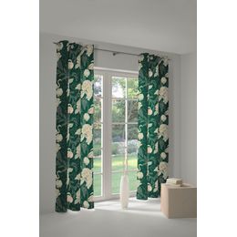 Vorhang Adam "Eden" Gr. 1, grün (natur, dunkelgrün), B:145cm H:145cm, Jacquard, Baumwolle (Bio-Baumwolle), Gardinen, aus 100% Bio-Baumwolle