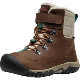 Winterstiefel Keen "KANIBOU WP", Jungen, Gr. 32/33, schwarz earth, roasted pecan, Leder, Textil, Schuhe Winterstiefel, Winterschuhe, Winterboots, Snowboots