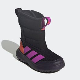 Winterstiefel adidas Sportswear "WINTERPLAY E KIDS", Damen, Gr. 31, core schwarz, lila burst, impact orange, Textil, Schuhe, Winterschuhe, Winterboots, Snowboots