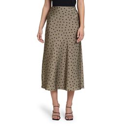 Maxirock Vera Mont "Damen Satinrock mit Print", Damen, Gr. 42, grün (khaki, schwarz), Satin, Obermaterial: 100% Polyester., gerade lang, Röcke