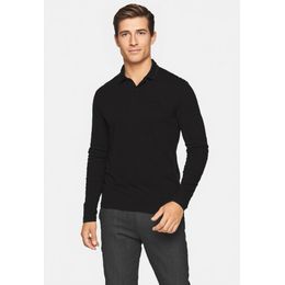 Langarm-Poloshirt BOSS Green "Pirol", Herren, Gr. M, schwarz001, Jersey, Obermaterial: 100% Baumwolle, unifarben, regular fit normal, abgesteppte Kante, Shirts, Langarm, regular fit, Logo-Stickerei
