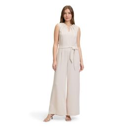 BETTY & CO Overall BETTY & CO "Damen Jumpsuit ohne Arm", Damen, Gr. 36, grau, Obermaterial: 100% Polyester. Futter: 100% Polyester., tailliert, Rundhals, Overalls, Falten