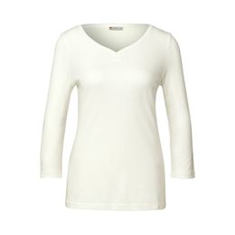 Street One 3/4-Shirt mit Knopfdetail - Damen - Gr. 44 - weiß