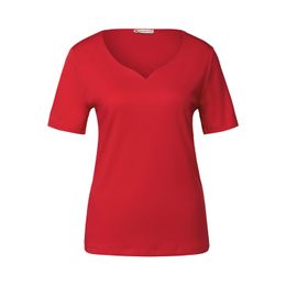 Street One Shirt mit Herzausschnitt - Damen - Gr. 44 - rot
