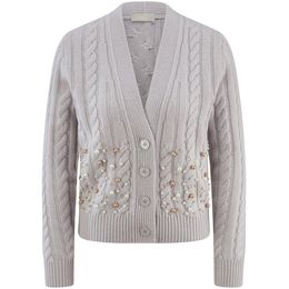 Peter Hahn - Strickjacke aus Schurwolle und Kaschmir, beige, Gr. 40 / M - Schurwolle