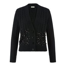 Peter Hahn - Strickjacke aus Schurwolle und Kaschmir, schwarz, Gr. 46 / L - Schurwolle