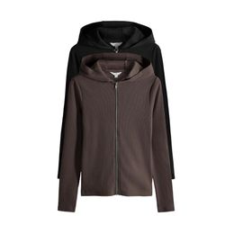The Set Sweatjacke Damen Gr&ouml;&szlig;e XS dunkelbraun / schwarz
