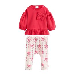next Set: Pullover und Leggins M&auml;dchen Gr&ouml;&szlig;e 80 rosa / rot / wollwei&szlig;