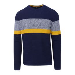 Koroshi Strickpullover Herren Gr&ouml;&szlig;e XXL navy / gelb / graumeliert