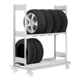 Bito Reifenregal mit 2 Ebenen L1370xH1625xT682 mm verfahrbar, verzinkt (40200)