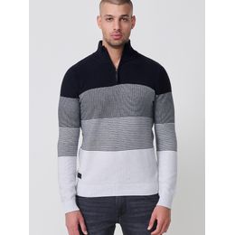 Koroshi Strickpullover Herren Gr&ouml;&szlig;e S grau / schwarz / wei&szlig;