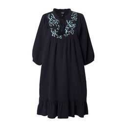 Ulla Popken Kleid Damen Gr&ouml;&szlig;e 50/52 hellblau / schwarz Winterkleid