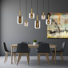 Lucide Hängelampe Joanet, rauchgrau/schwarz, Glas, 132 cm lang