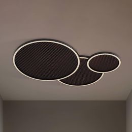 LUCANDE LED-Deckenleuchte Orven, schwarz/holz, 80cm, dimmbar