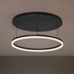 LUCANDE LED-Deckenlampe Orven, schwarz/Marmor, &Oslash; 50 cm, dim.