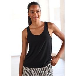 Lascana Tanktop schwarz Gr. 36/38 f&uuml;r Damen. Mit tiefer Rundhals. Bequem