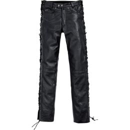 Spirit Motors Schnür-Lederhose 1.0 schwarz L - Motorradbekleidung - Motorradhosen - Motorrad Jeanshosen