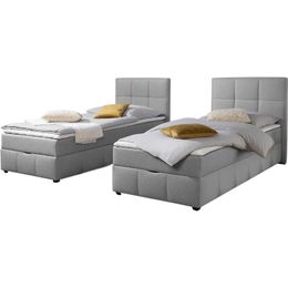 Boxbett Home Affaire, hellgrau, B:102cm L:210cm, Komplettbetten, Boxbett mit Bettkasten, inkl. Topper