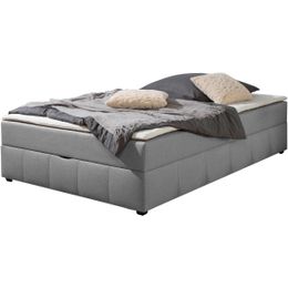 Boxbett Home Affaire, hellgrau, B:144cm L:224cm, Komplettbetten, Boxbett ohne Kopfteil, inkl. Topper
