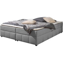 Boxbett Home Affaire, hellgrau, B:204cm L:204cm, Komplettbetten, Boxbett ohne Kopfteil, inkl. Topper