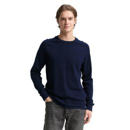 Rundhalsshirt Tom Tailor Denim, Herren, Gr. L, sky captain blau, Single Jersey, Obermaterial: 60% Baumwolle, 40% Polyester, unifarben, regular fit normal, Rundhals, Rippbündchen, Shirts, mit Logo Stickerei