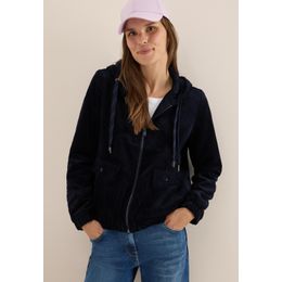 Cordjacke Cecil, Damen, Gr. XL (44), blau (urban dunkelblau), Web, Obermaterial: 90% Polyester, 9% Nylon, 1% Elasthan. Futter: 100% Polyester, unifarben, regular fit hüftbedeckend, Rundhals, elastischer Bund, Jacken, mit Kapuze