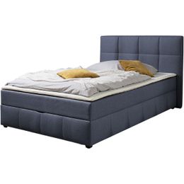 Boxbett Home Affaire, denim, blau, B:132cm L:210cm, Komplettbetten, Boxbett mit Bettkasten, inkl. Topper