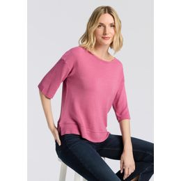 Sweatshirt BOSS, Damen, Gr. S, lila (medium lila 510), Sweatware, Obermaterial: 98% Modal, 2% Elasthan, U-Boot-Ausschnitt, Sweatshirts, U-Boot-Ausschnitt, feine Struktur
