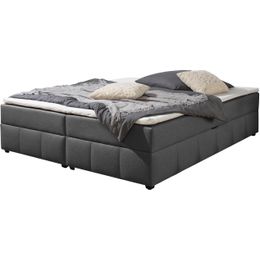 Boxbett Home Affaire, anthrazit, B:164cm L:204cm, Komplettbetten, Boxbett ohne Kopfteil, inkl. Topper