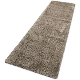 Hochflor-Teppich OTTO HOME "Josetta, auch als Läufer erhältlich", braun, B:80cm H:50mm L:400cm, Polyester, Teppiche, Langflor, Shaggy, dichter weicher Hochflor, uni farben, Wohnzimmer