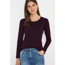Langarmshirt Cecil "Style Pia", Damen, Gr. M (40), eggplant rot, Jersey, Obermaterial: 100% Baumwolle, unifarben, regular fit normal, Rundhals, gerader Abschluss, Shirts