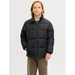 Jack & Jones Steppjacke JACK & JONES JUNIOR "JJMAZE PUFFER COLLAR JNR", Jungen, Gr. 128, schwarz, Web, Obermaterial: 100% Polyester, colorblocking, regular fit normal, Jacken