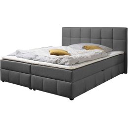 Boxbett Home Affaire, anthrazit, B:192cm L:210cm, Komplettbetten, Boxbett mit Bettkasten, inkl. Topper
