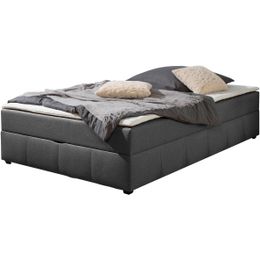 Boxbett Home Affaire, anthrazit, B:124cm L:204cm, Komplettbetten, Boxbett ohne Kopfteil, inkl. Topper