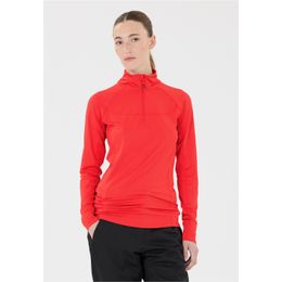 Langarmshirt WHISTLER "Blume", Damen, Gr. 40, orange, 92% Polyester, 8% Elasthan, unifarben, normal, Shirts, mit Reißverschluss und Stehkragen